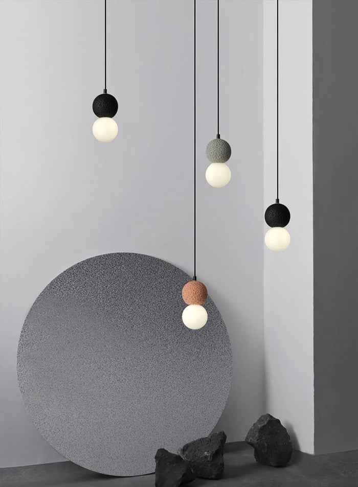 Cement and Glass Double Globes Pendant LED Light in Modern & Contempor ...