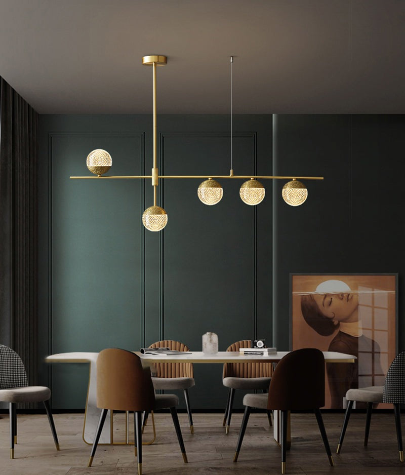 Chandelier with LED Crystal Globes in Mid-Century Modern Style ...