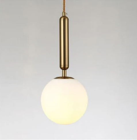 Dangling Milky Glass Globe LED Wall Light with Brushed Brass Lamp Fixt ...