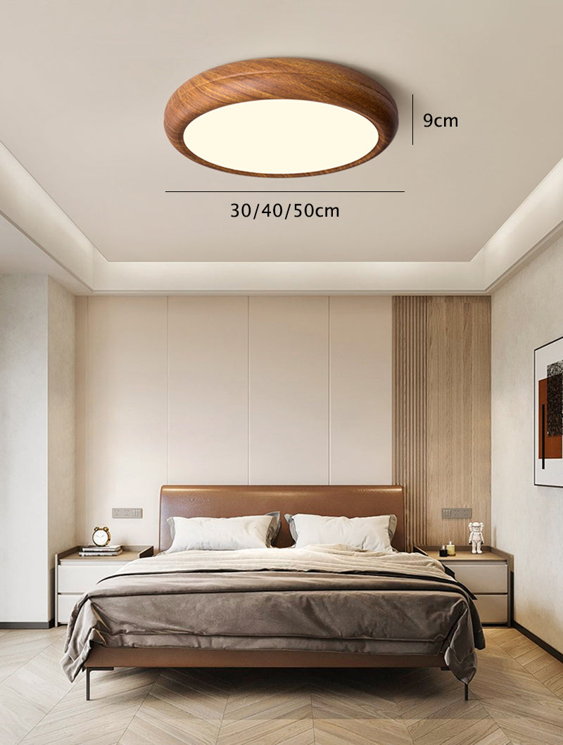 Round Curvy Wooden LED Flush Mount Ceiling Light in Scandinavian Style ...