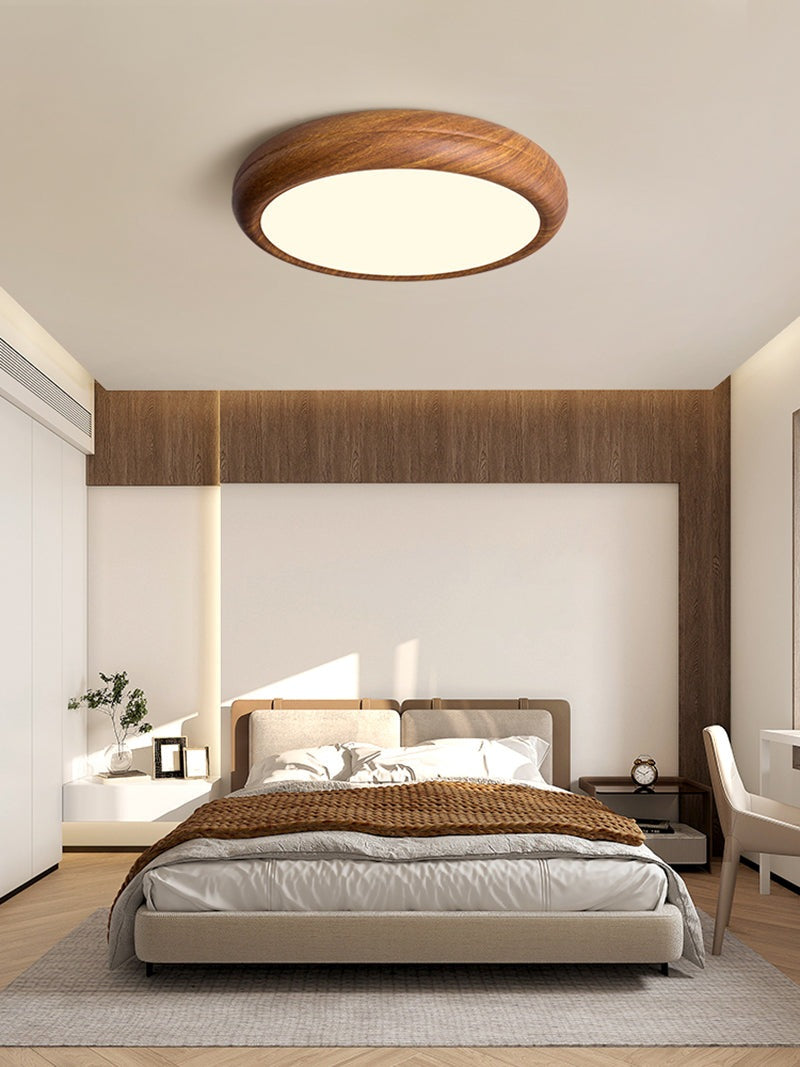 Round Curvy Wooden LED Flush Mount Ceiling Light in Scandinavian Style ...