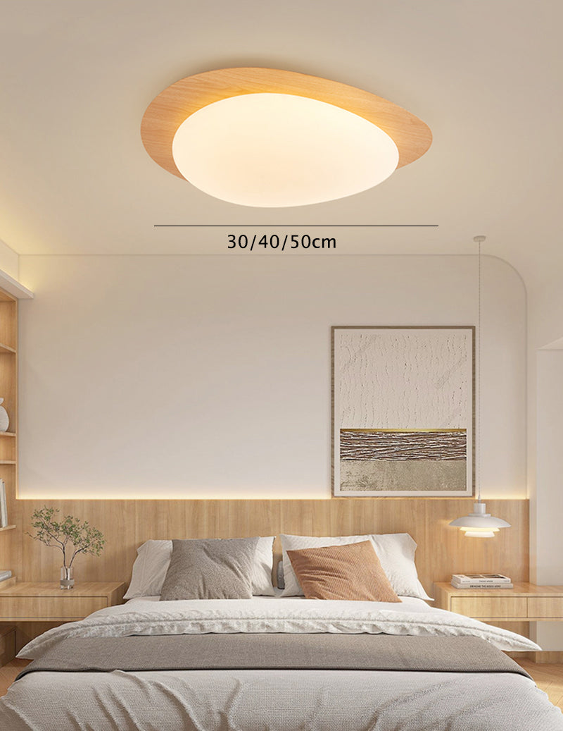Wooden Pebble LED Flush Mount Ceiling Light in Modern & Contemporary S ...