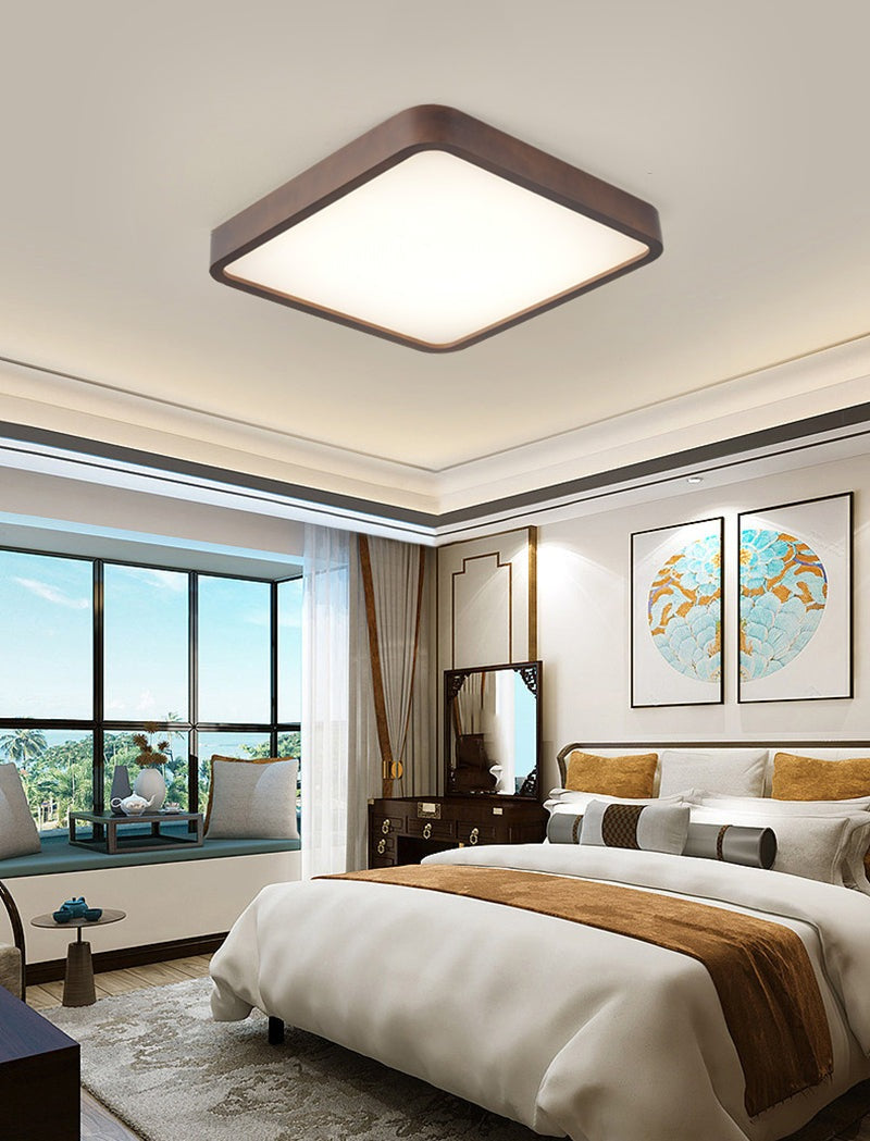 Wooden Square LED Flush Mount Ceiling Light in Modern & Contemporary S ...