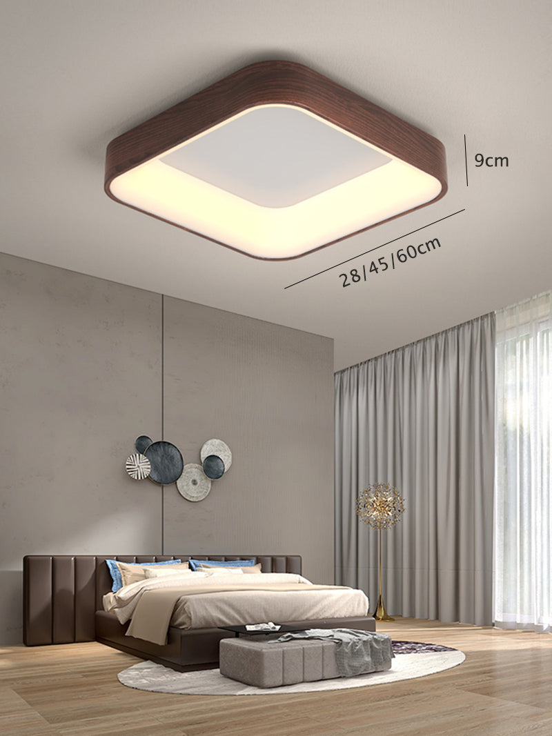 Wooden Square Ring LED Flush Mount Ceiling Light in Modern & Contempor ...
