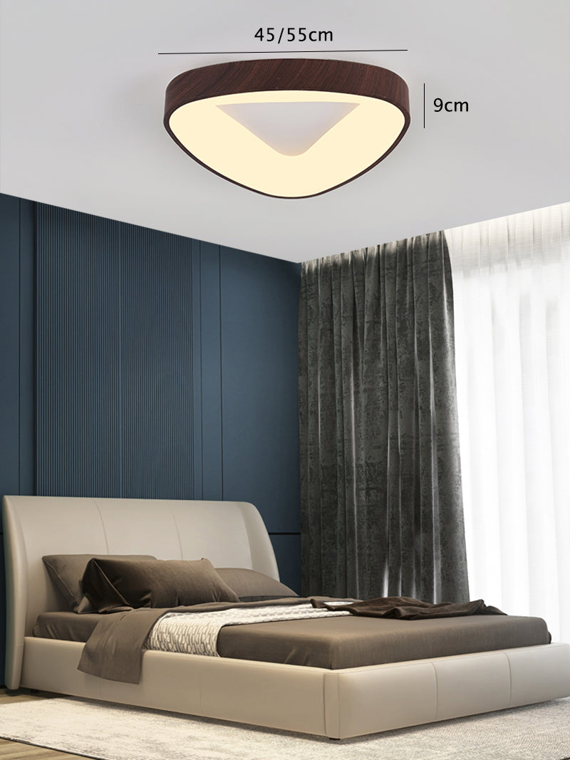 Wooden Triangular Ring LED Flush Mount Ceiling Light in Modern & Conte ...