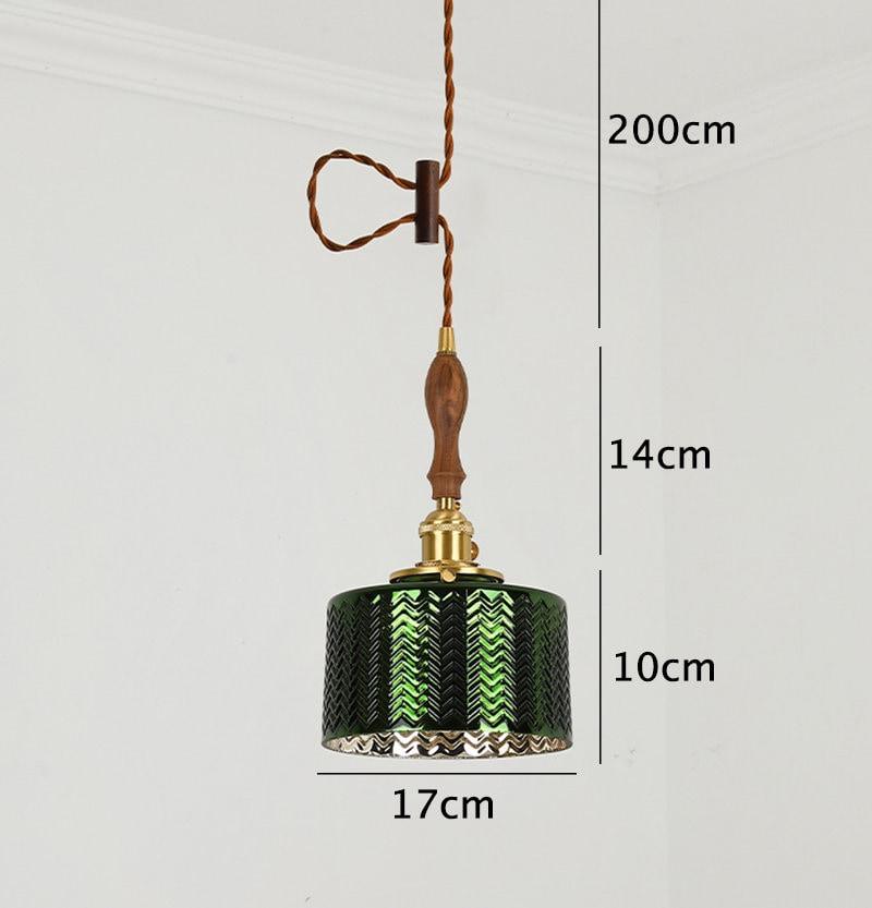 Shiny Green Glass Cylinder Pendant LED Light in Art Deco Style - Bulb ...
